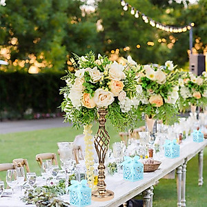 Lucky Monet 25/50/100PCS Love Heart Laser Cut Wedding Candy Gift Box Chocolate Box for Wedding Favor Birthday Party Bridal Shower with Ribbon (100pcs, Blue #01)