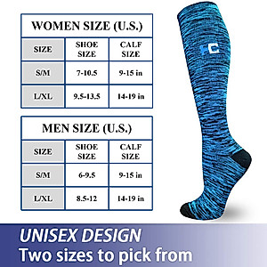 SunFeeling 6 Pairs Compression Socks for Women & Men Circulation - Best Support for Nurses,Running,Athletic,Sports,Small-Medium