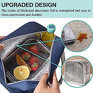 Mziart Cute Lunch Bags for Women, Cartoon Thermal Lunch Tote Bag Lunch Box Containers Cooler for Adult Boys Girls School Picnic Travel (Navy Blue Cat)