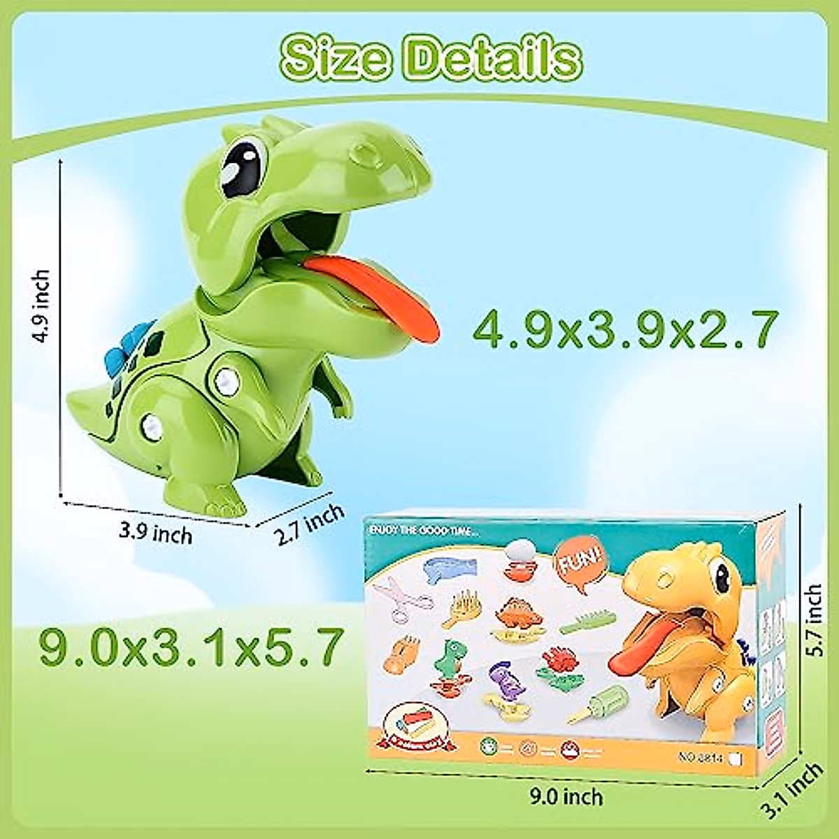 Dinosaur PlayDough Toys for Kids Play Dough Tools Set Accessories Dinosaur World Toys with Dino Models Play Dough Sets for Kids Toddlers Ages 4-8 Birthday Holiday Gift (Green)