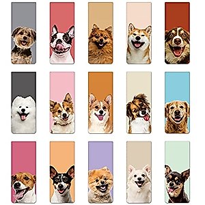30 Pieces Magnetic Bookmarks Cute Dogs Magnetic Page Markers Pet Magnetic Page Clips Puppy Faces Bookmark for Students Teachers Kids School Home Office Reading Stationery, 15 Designs