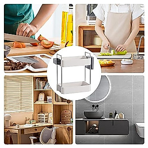 Undersink Organizers, Tainless Under Sink Organizer Shelf With Hooks, Under Sink Storage Kitchen Organiser, Bathroom Counter Organization, Under Sink Organiser Kitchen, Pull Out Medicine Cabinet
