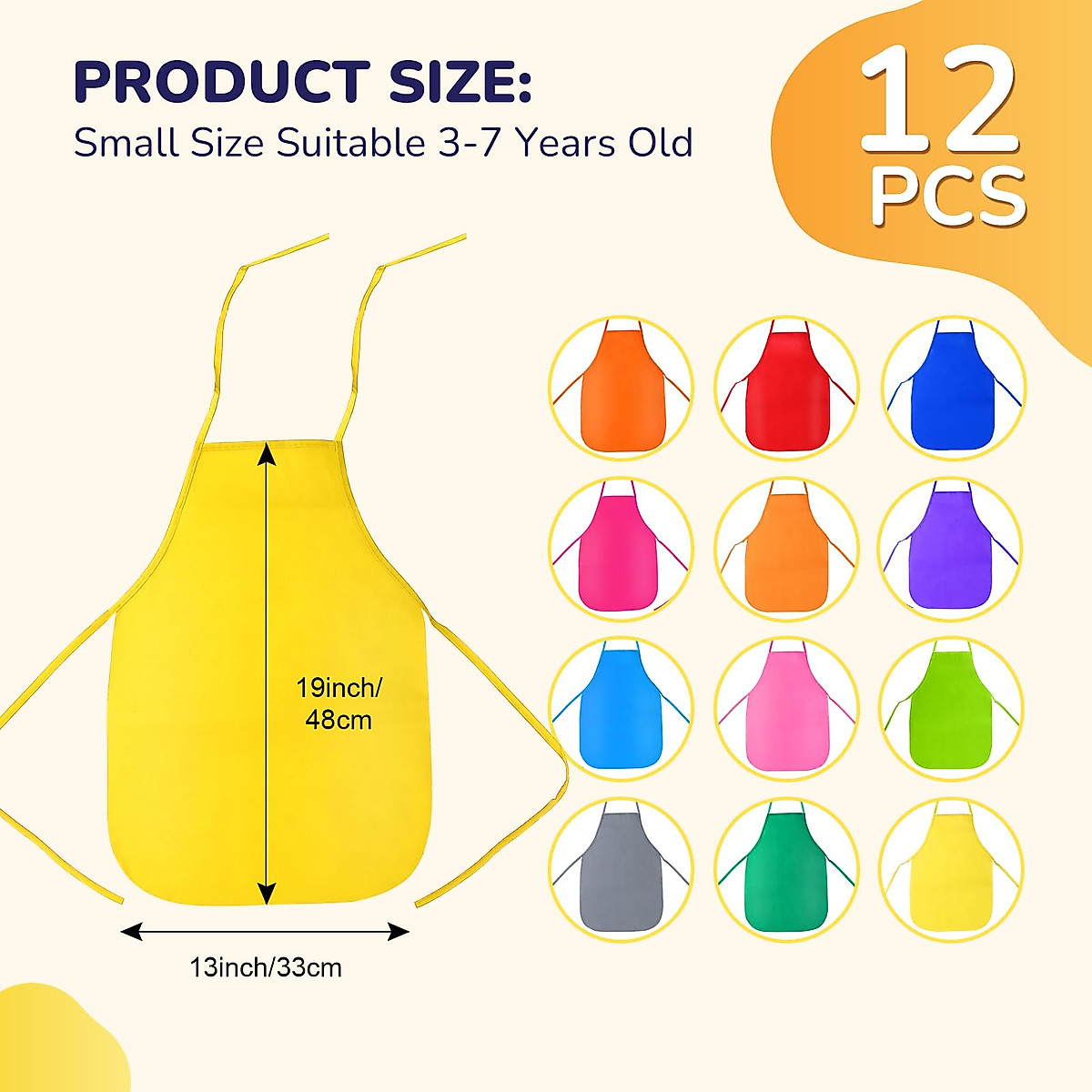 Caydo 12 Pieces 12 Colors Children's Artists Fabric Aprons for Kitchen, Classroom, Community Event, Crafts and Art Painting Activity
