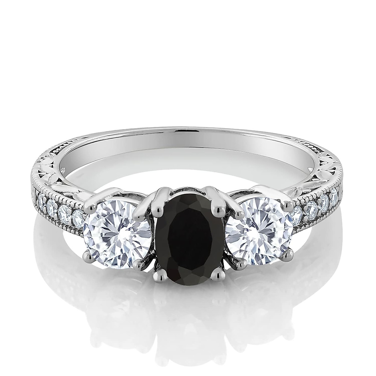 Gem Stone King 925 Sterling Silver Customized Personalized 3 Gemstone Birthstone For Her 3-Stone Engagement Ring For Women (2.61 Cttw, Available In Size 5, 6, 7, 8, 9)