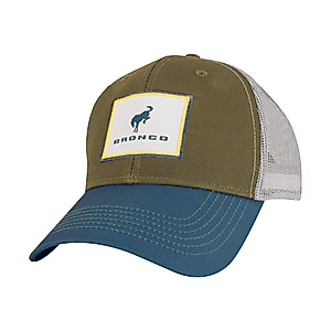 Ford Bronco Snapback Hat with Patch Logo, Olive/Teal