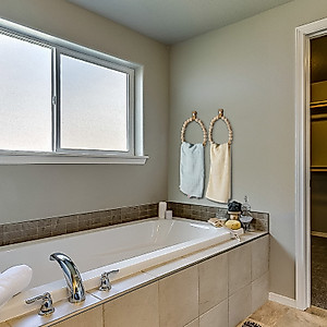 Sieral 2 Pcs Boho Towel Rack for Bathroom 7.5 in Handmade Wooden Bead Towel Ring Farmhouse Towel Holder Wall Mounted Rustic Towel Hanger Decorative Home Decor for Kitchen Toilet Wall