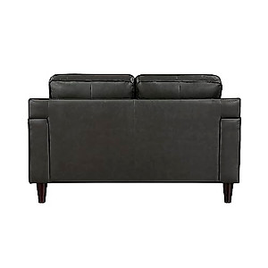 Lexicon Yesenia Leather Match Living Room Loveseat, Gray