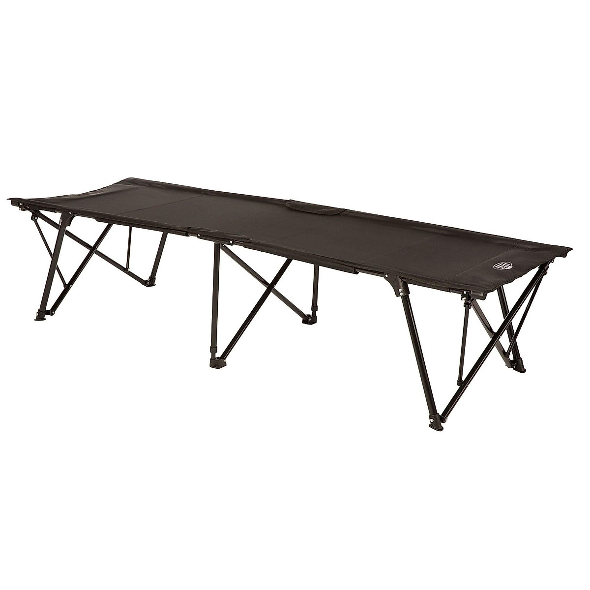 Kamp-Rite Standard Kwik Cot Quick Setup 1 Person Sleeping Bed with Side Storage Pockets, Storage Hammock and 600D Carry Bag, Black