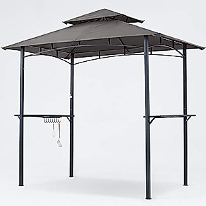 MASTERCANOPY  8 x 5 Grill Gazebo Outdoor BBQ Gazebo Canopy with 2 LED Lights (Gray)