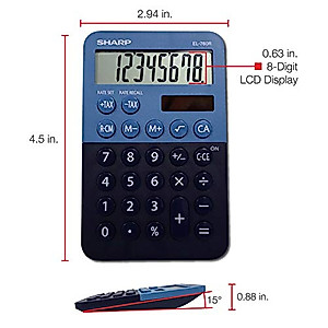 Sharp El-760R 8-Digit Desktop Calculator with Tax, Percent and Square Root Keys, and A Large LCD Display, Perfect for Home and Office Use