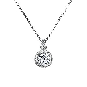 Amazon Essentials Platinum Plated Sterling Silver Antique Pendant Necklace set with Round Cut Infinite Elements Cubic Zirconia (2.8 cttw), (previously Amazon Collection)
