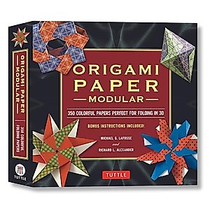 Modular Origami Paper Pack: 350 Colorful 3(" size) Papers for Folding in 3D: Tuttle Origami Paper and instruction book of 6 models