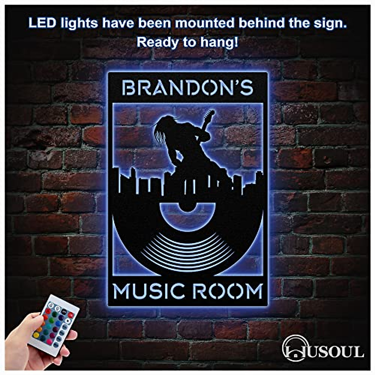 HUSOUL Personalized Music Studio Decor Metal Sign Wall Art, Custom Music Art Wall Decor, Vinyl Disc Shaped Music Room Metal Sign, Musically Decorations, Gifts for Musician, Instrumentalist, Singer