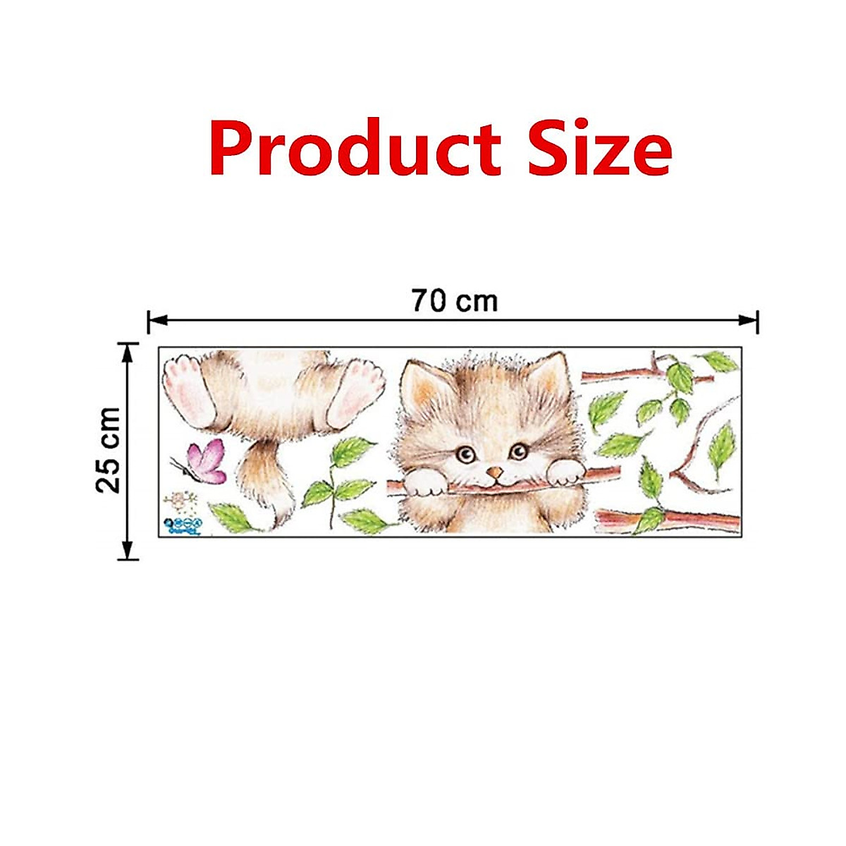 Cartoon Cute Cat On The Tree Branches Wall Decals, Removable Kitty Wall Stickers Decor Decal for Bedroom Wall Art Decoration