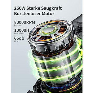 kalado Cordless Vacuum Cleaner, 26Kpa Powerful Stick Vacuum Cleaner, Portable Vacuum Cleaner with LED Display, Rechargeable Vacuum, Self-Standing, Brushless Motor, 6-in-1 Multifunctional Cleaner