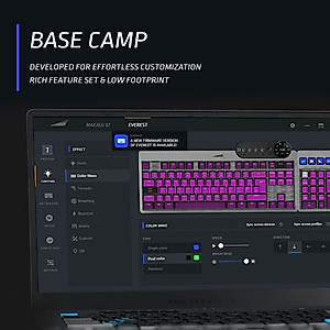 Mountain Everest Max Mechanical Gaming Keyboard - USB Passthrough - Cherry MX Hot-Swappable Switches - RGB Backlit (Midnight Black, Blue - Tactile & Clicky)
