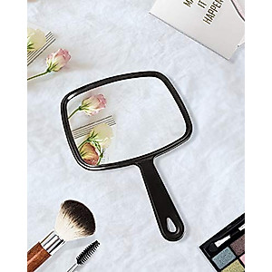 Gladmart Hand Mirror Salon Barber Hairdressing Handheld Mirror with Handle(Square Black 7.4 x 10.3 inches)