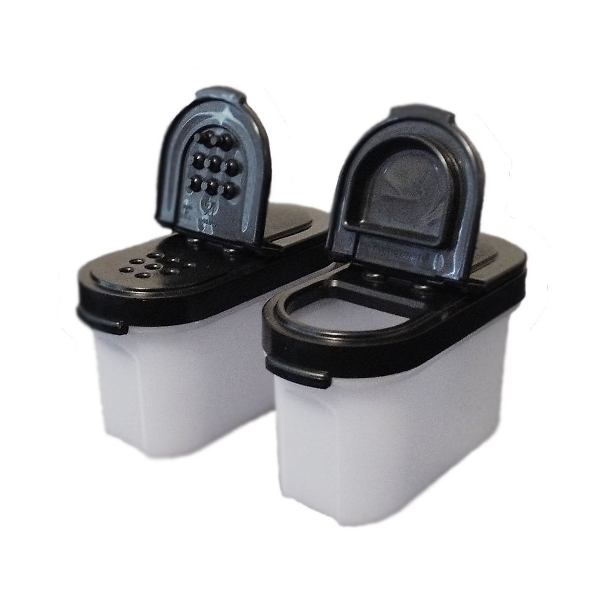 Tupperware Modular Mates Spice Shakers Small Set of 2 Black Seals