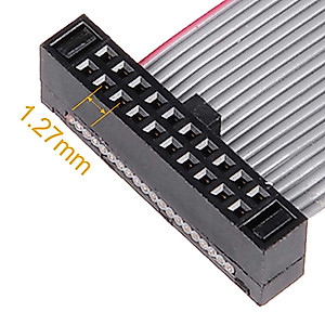 uxcell IDC 20 Pins Connector Flat Ribbon Cable Female Connector Length 20cm 1.27mm Pitch,2pcs