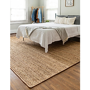Rugs.com Hand Braided Jute Rug – 4' x 6' Natural Flatweave Rug Perfect for Entryways, Kitchens, Breakfast Nooks, Accent Pieces