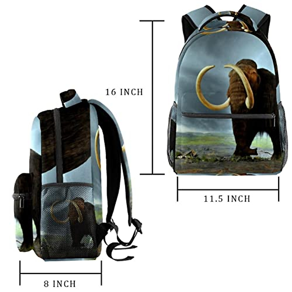 Woolly Mammoth School Backpack For Teen Boys Girls , Durable School bag For Middle Student