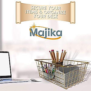 Majika 2 Piece Gold Wire Basket Set - Storage | Decor | Crafts | Kitchen Organizing | Great for Closets | Cabinets | Pantries | Tables | Counter Tops | Office Storage | Nesting Baskets |