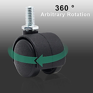 SWZHAI 1 Inch Casters Set of 4, Plastic Threaded Stem Caster Wheels Replacement Casters, M8 Stem Furniture Wheel Castor Wheels for Tables, Workbenches, Kitchen Shelf