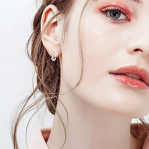 Infinity earrings, 925 Sterling Silver Infinity Hoop Earrings Huggie Earrings for Women Infinity Small Hoop Earrings for Women (Silver-B)