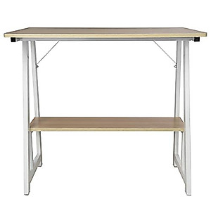 ZHOU2# Desktop Computer Desk with Storage Rack, Home Office Study Writing Table Computer Gaming Table Bedroom Laptop Study Table, Student Bookcase Study Reading Writing Desk PC Laptop Table (Yellow)