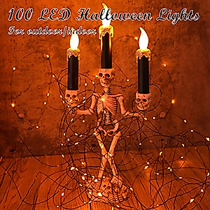 Lomotech 2 Pack Halloween Lights, 33ft 100LED Orange Solar String Lights with 8 Modes, Waterproof Solar Fairy Lights for Patio, Garden, Yard, Party, Halloween Outdoors Decorative