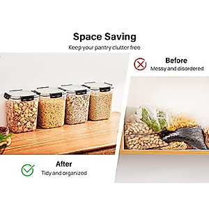 Kootek 5.3L(179Oz) Cereal Containers Storage with Lid for Pantry Organization and Storage, 4pcs Large Airtight Food Storage Containers for Cereal, Flour and Sugar with Pen, Labels, Measuring Spoon