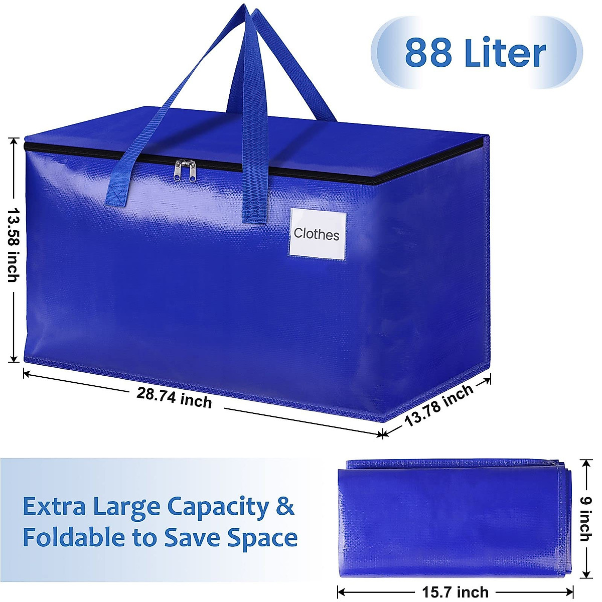 EpicTotes Extra Large Moving Bags with Study Handles & Heavy Duty Zippers, Space Saving Packing Bags for Home & Dorm (88L 6-Pack)