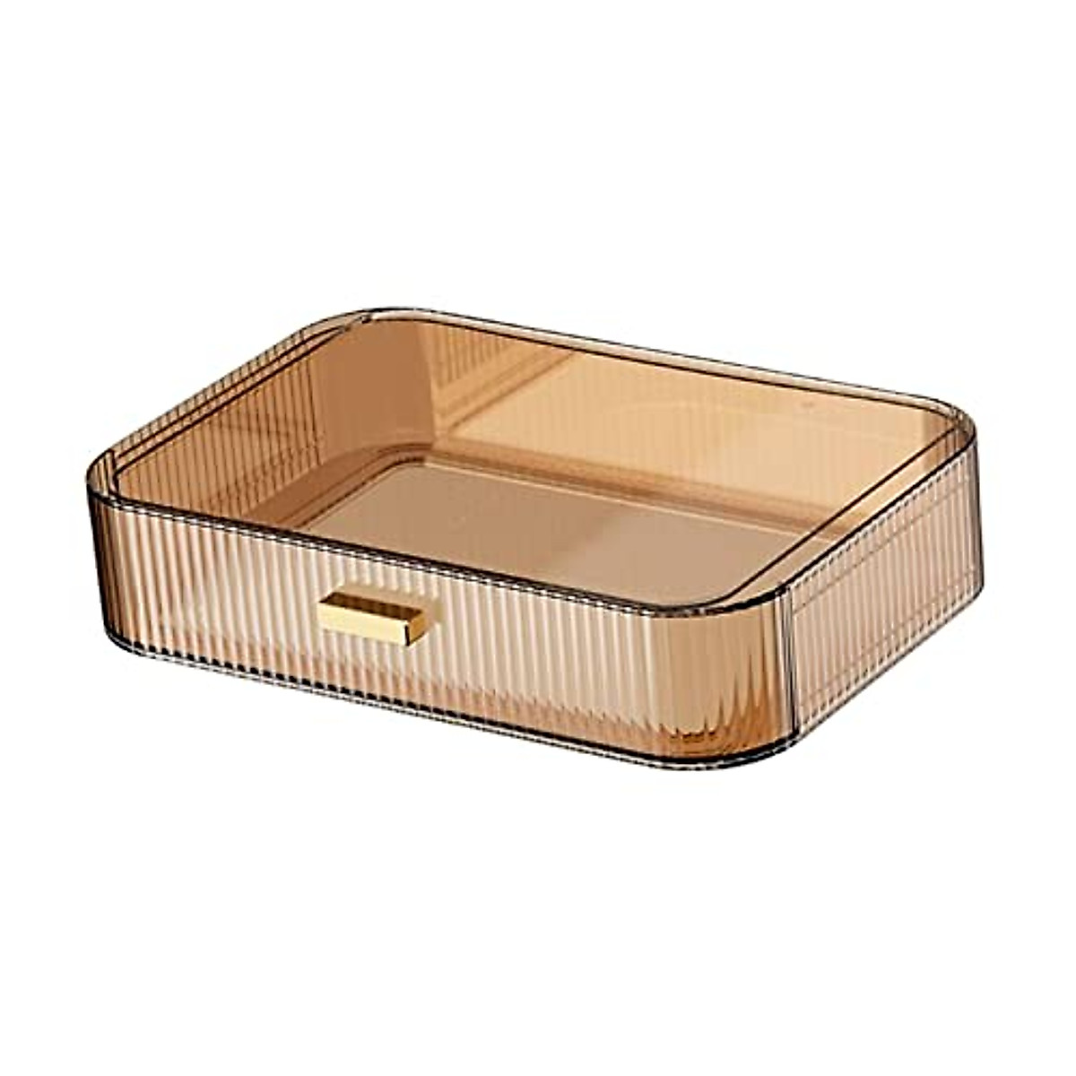 Milageto Countertop Makeup Organizer Tray, Shower Caddy Plate, Multifunction Desktop Storage Case, Brown