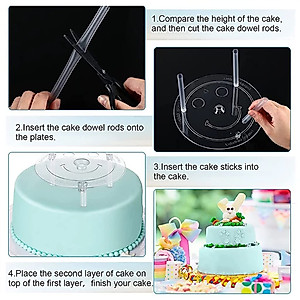 EBOCACB Smiley Plastic Cake Dowel Rods Set，12 Pcs White Plastic Cake Dowel Rods,12 Pcs Clear Cake Stacking and 4 Pcs Smiley Cake Separator Plates for 4, 6, 8, 10 Inch Cakes