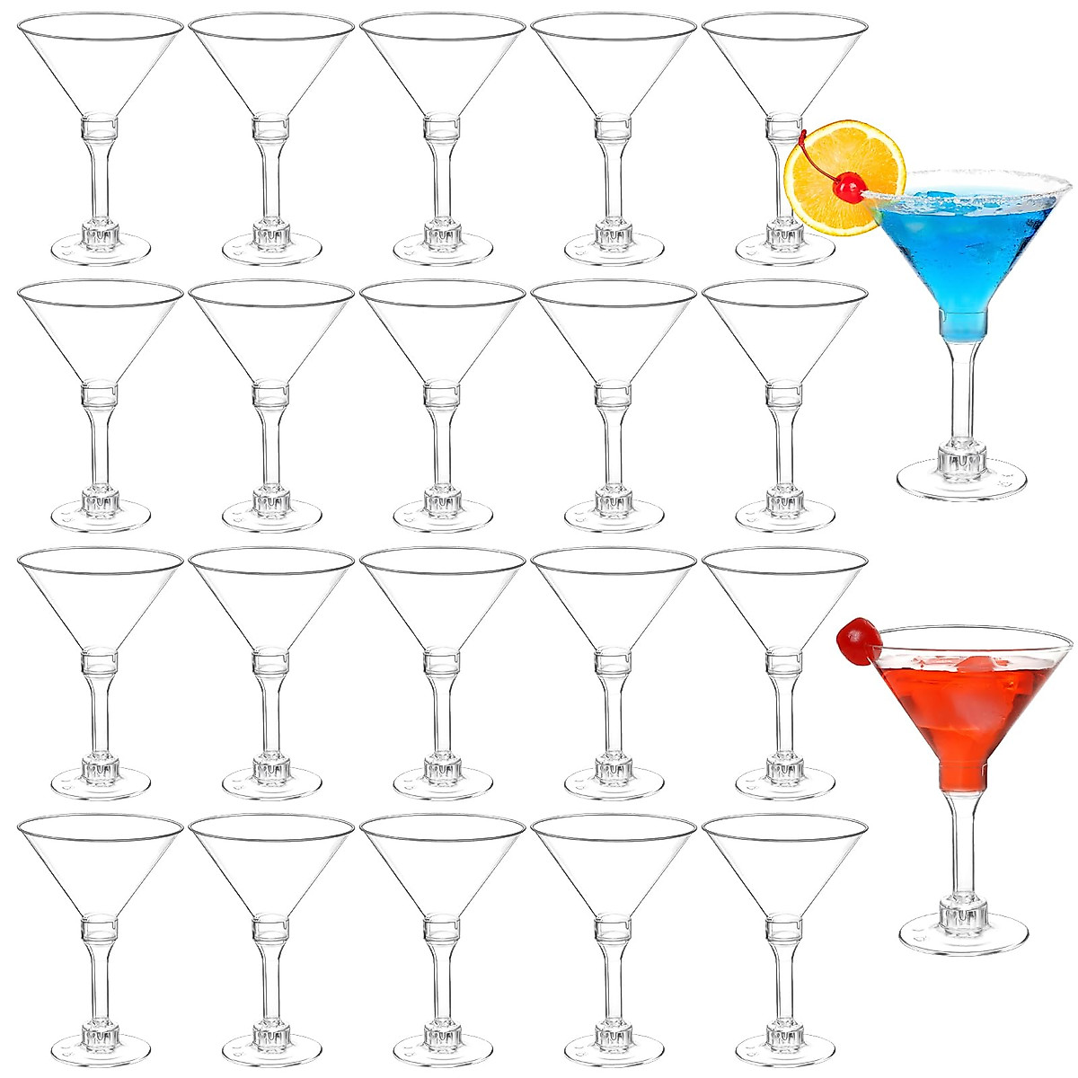 Qeirudu 40 Pack Plastic Martini Glasses, 5 oz Disposable Cocktail Glasses for Party Wine, Margarita, Champagne, Appetizers, Desserts