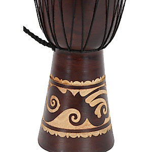 Deco 79 Wood Drum Handmade Decorative Sculpture Djembe Home Decor Statue with Rope Accents, Accent Figurine 9" x 10" x 16", Brown