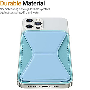 JUST4YOU Card Holder and Stand for Phone Case, Premium PU Leather 2 Card Storage Wallet Kickstand Grip Holder Stick on Back of Phone (Blue) CH_SD_BL