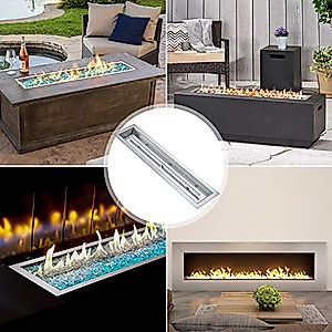 Skyflame Linear Stainless Steel Drop-in Fire Pit Pan and Burner for Indoor/Outdoor, 36 by 6 Inch Burning Area