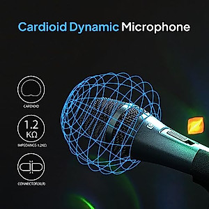 CAROL Dynamic Microphone Professional Vocal Performance with Cardioid Unidirectional Pattern and Advanced AHNC Noise Cancelling Technology, for Stage, Singing, Metal Matiriel with Switch (AC-910S)