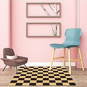 Vector Chess Field in Black Beige Area Rugs for Living Room 2x4ft/24x48in/60x120cm, Living Room Bedroom Area Rug Fluffy Plush High Pile Carpet