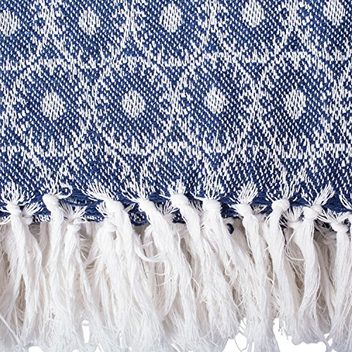 DII Rustic Farmhouse Throw Blanket with Decorative Tassels, Use for Chair, Couch, Bed, Picnic, Camping, Beach, & Just Staying Cozy at Home, 50x60, Nautical Blue