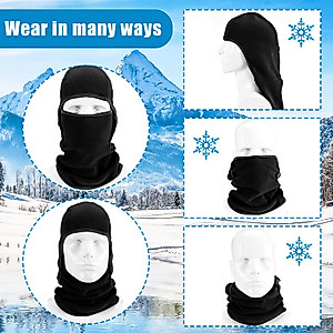 4 Pcs Kids Balaclava Ski Mask and Fleece Gloves Set Winter Hat Face Mask Warm Full Finger Glove for Boys Girls 8-12 Years Old (Black, Rose Red)