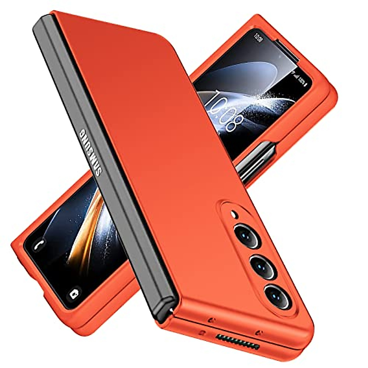 RLUYIDIKS for Samsung Galaxy Z Fold3 Case,Slim Hard PC Clear Protective Case,Wireless Charging Compatible 7.6inch Lightweight Slim Protective Case for Samsung Galaxy Z Fold 3 5G,Orange RUS02-37 CP