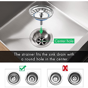 2 Pack Kitchen Sink Basket Strainer Replacement for Standard Drains Stainless Steel For Kitchen Public Facilities