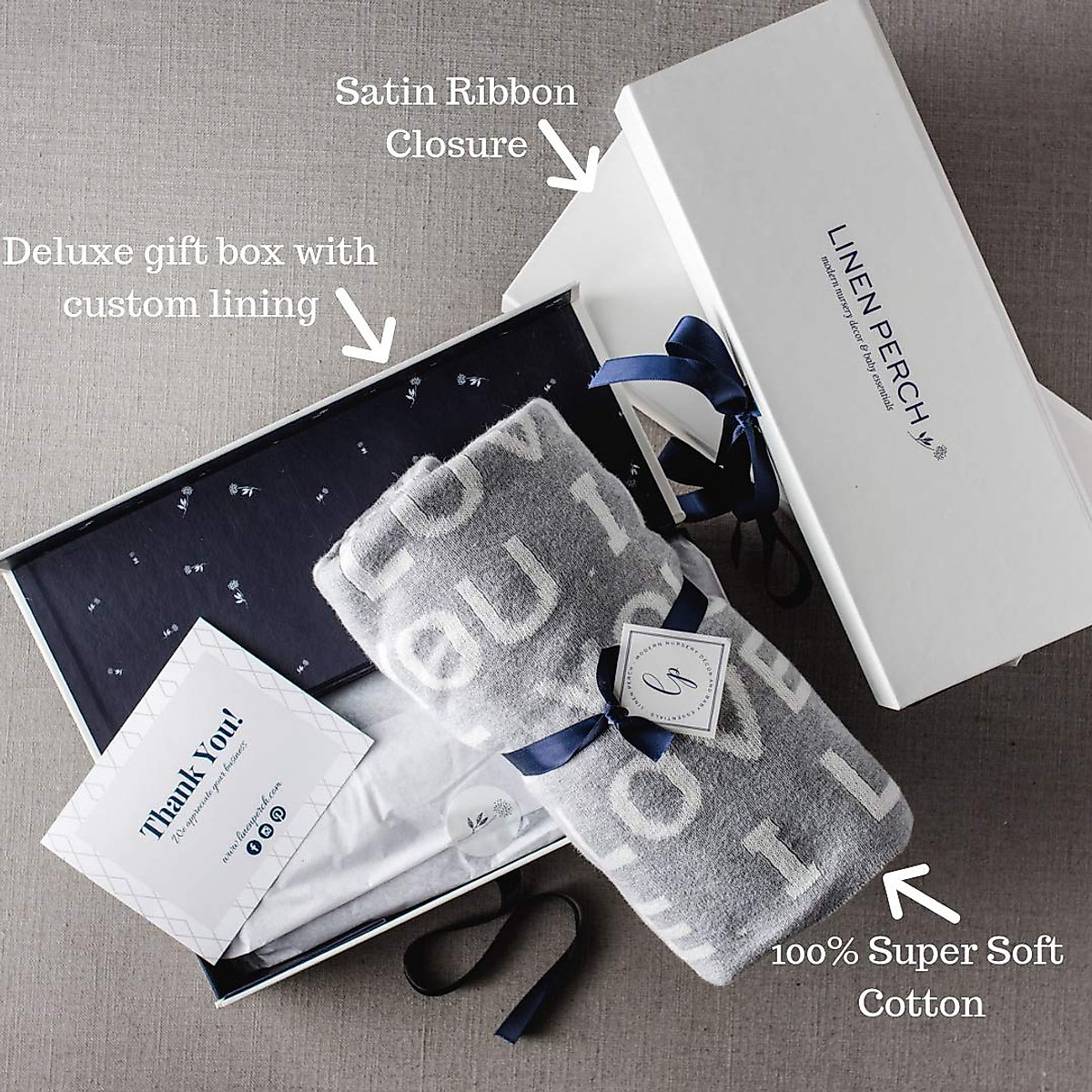 I Love You More Baby Blanket - Luxury Baby Toddler Gift in Deluxe Gift Box - Cotton Stroller Blanket - Unisex Newborn Blanket for Boy or Girl (35 x 45 inches)