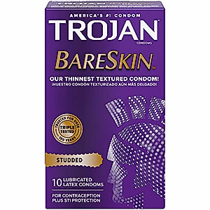 Trojan Studded Bareskin Lubricated Condoms - 10 Count