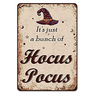 It's Just A Bunch of Hocus Pocus Halloween Decoration Iron Poster Painting Tin Sign Vintage Wall Decor for Cafe Bar Pub Home Beer Decoration Crafts