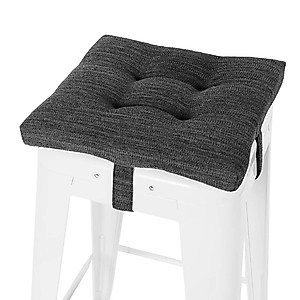 baibu 12 Inches Square Seat Cushion, Super Soft Bar Stool Square Seat Cushion with Ties- One Pad Only, Gray-Black (12'' (30CM))