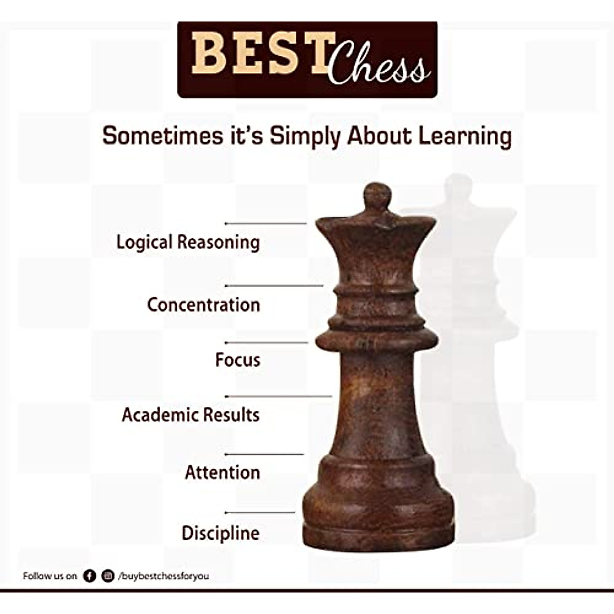 BCBESTCHESS Handmade Magnetic Wooden Folding Chess Board with Extra Queens & Storage for Chessmen (10 x10 Inches)