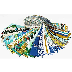 Soimoi 40Pcs Summer Print Cotton Precut Fabrics for Quilting Craft Strips 2.5x42inches Jelly Roll - Multicolor